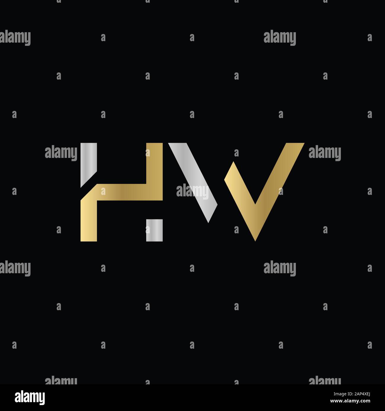 letter HW Logo Design Vector Template. Initial Linked Letter HW Vector ...