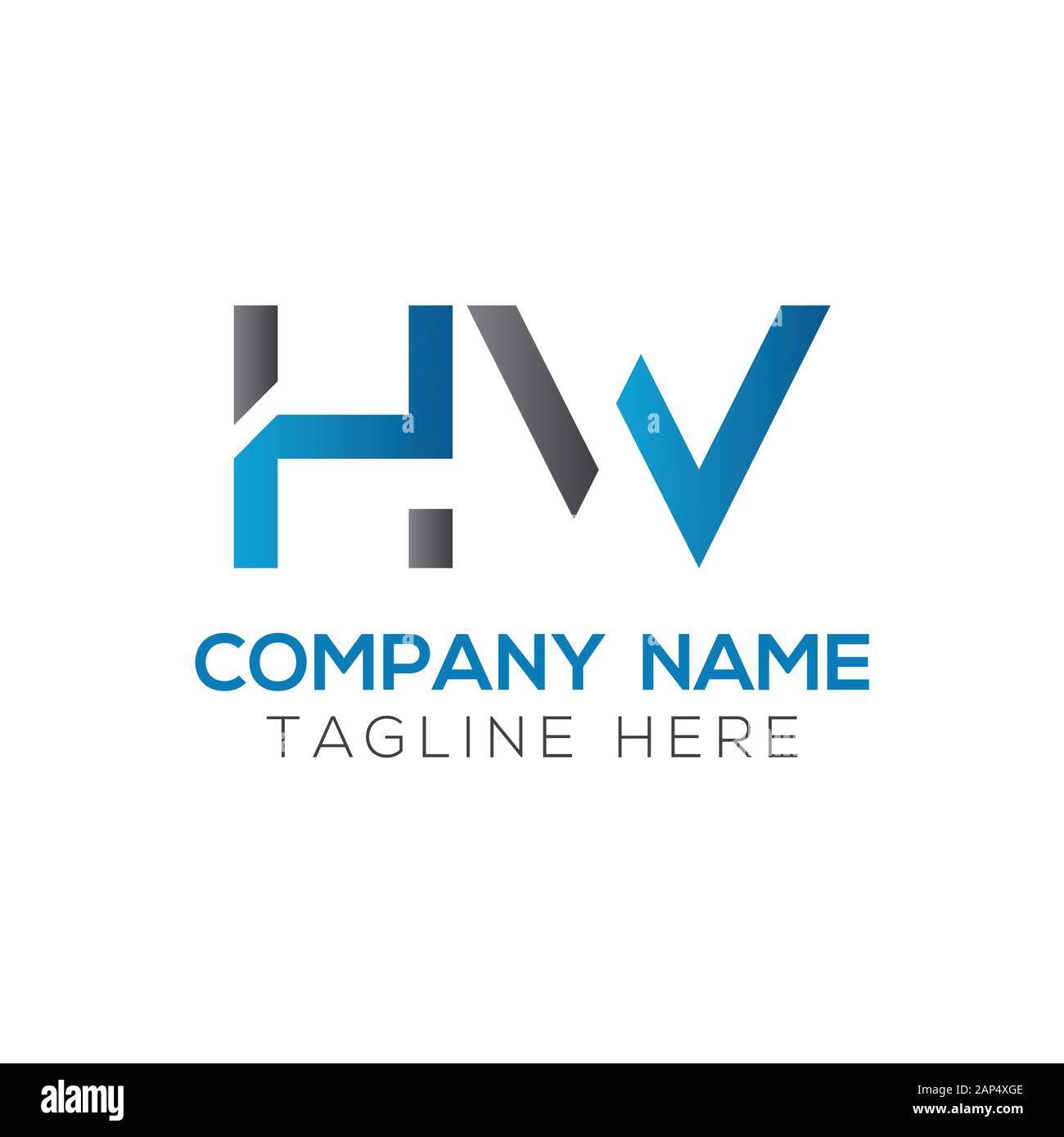 letter HW Logo Design Vector Template. Initial Linked Letter HW Vector ...