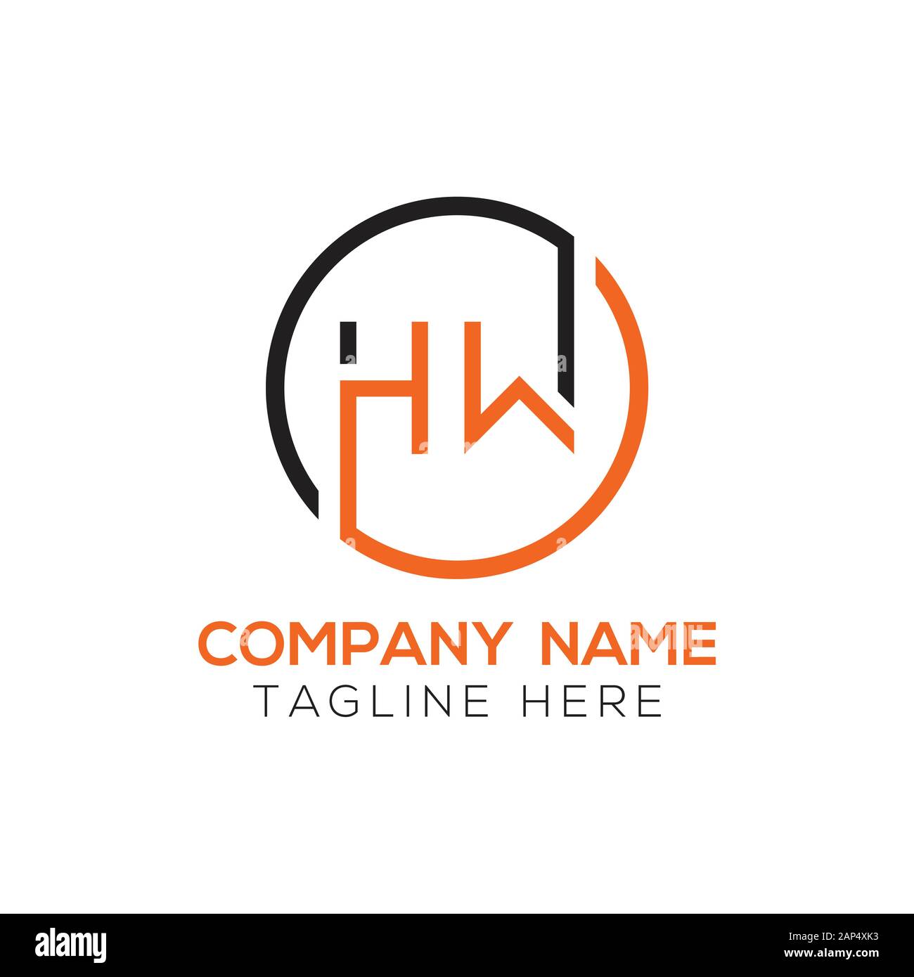 letter HW Logo Design Vector Template. Initial Linked Letter HW Vector ...