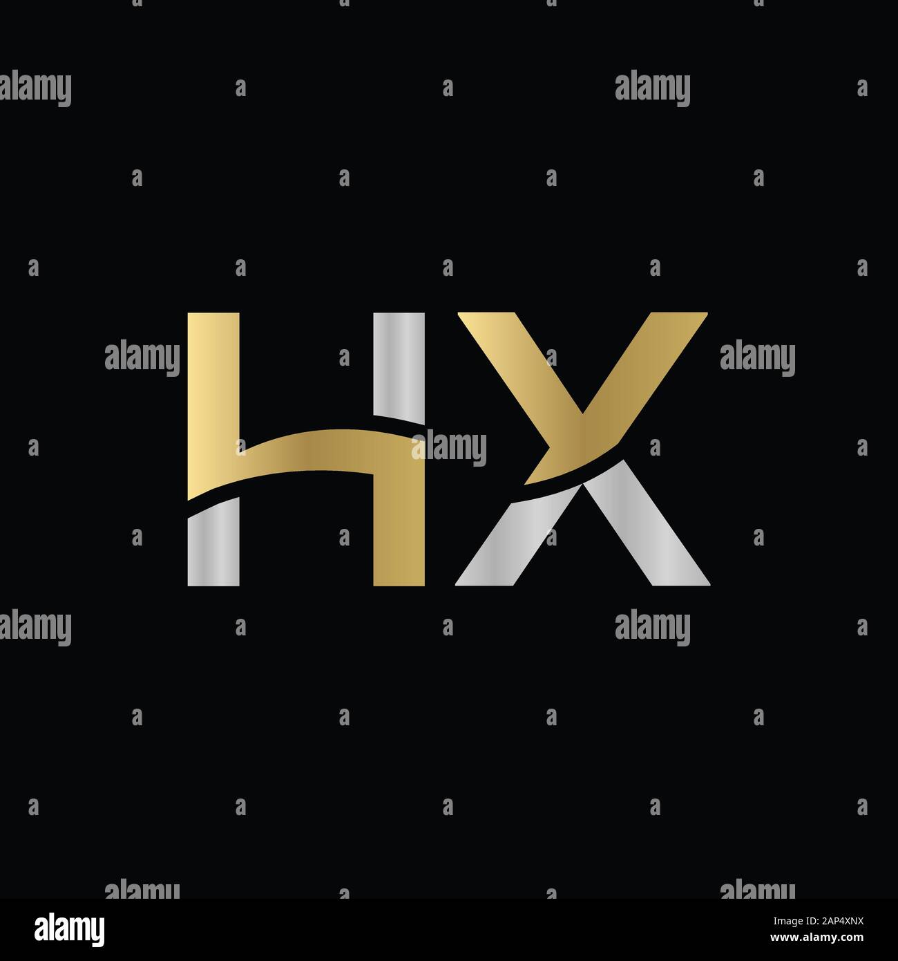 letter HX Logo Design Vector Template. Initial Linked Letter HX Vector ...