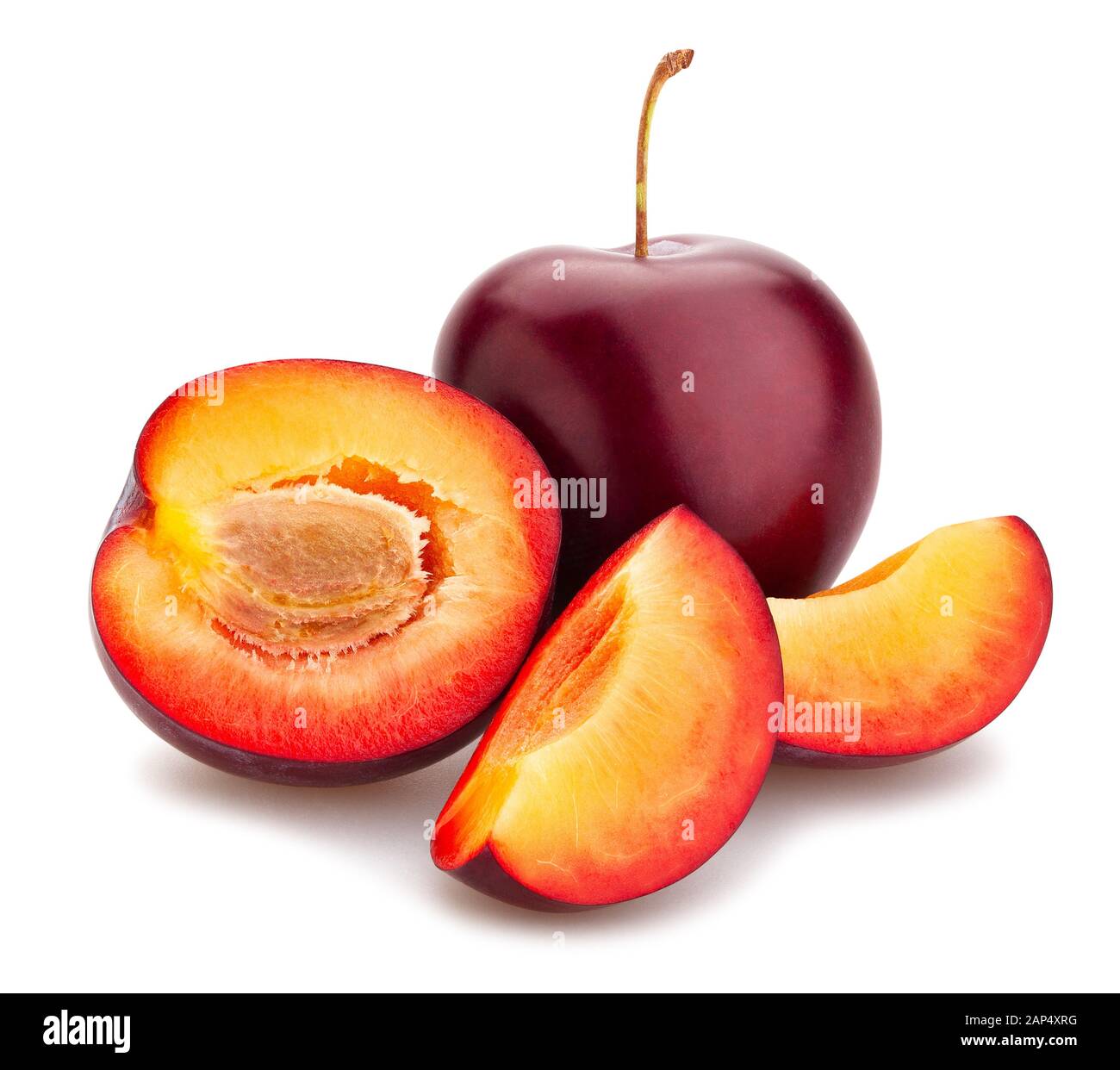 red plum path isolated on white Stock Photo - Alamy
