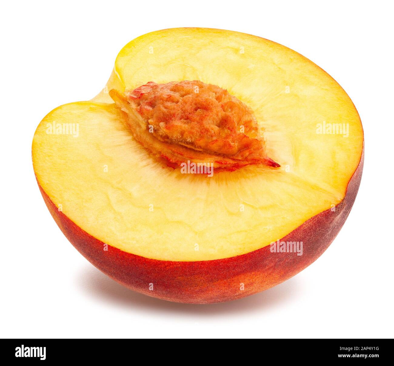 sliced peach path isolated on white Stock Photo - Alamy