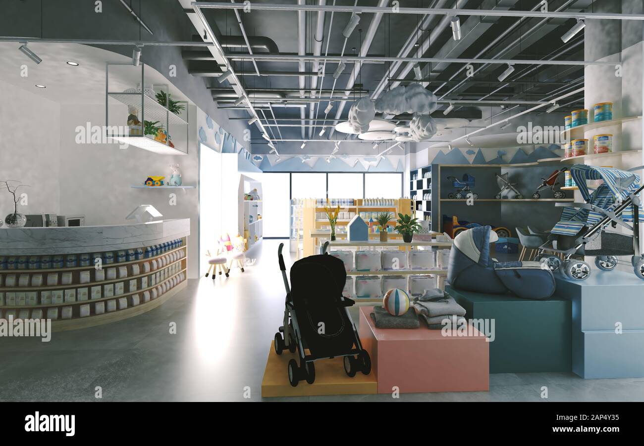 3d render of shop interior Stock Photo - Alamy