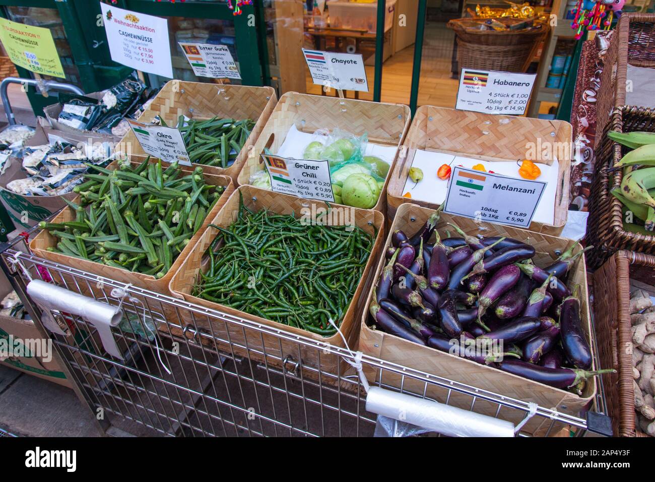 Fruit and vegetables on display at Naschmarkt Market, Vienna, Austria ...