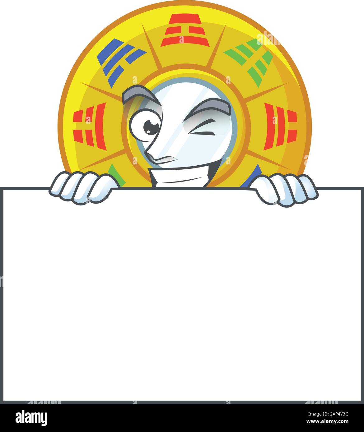 Grinning face chinese circle feng shui cartoon character style hides ...