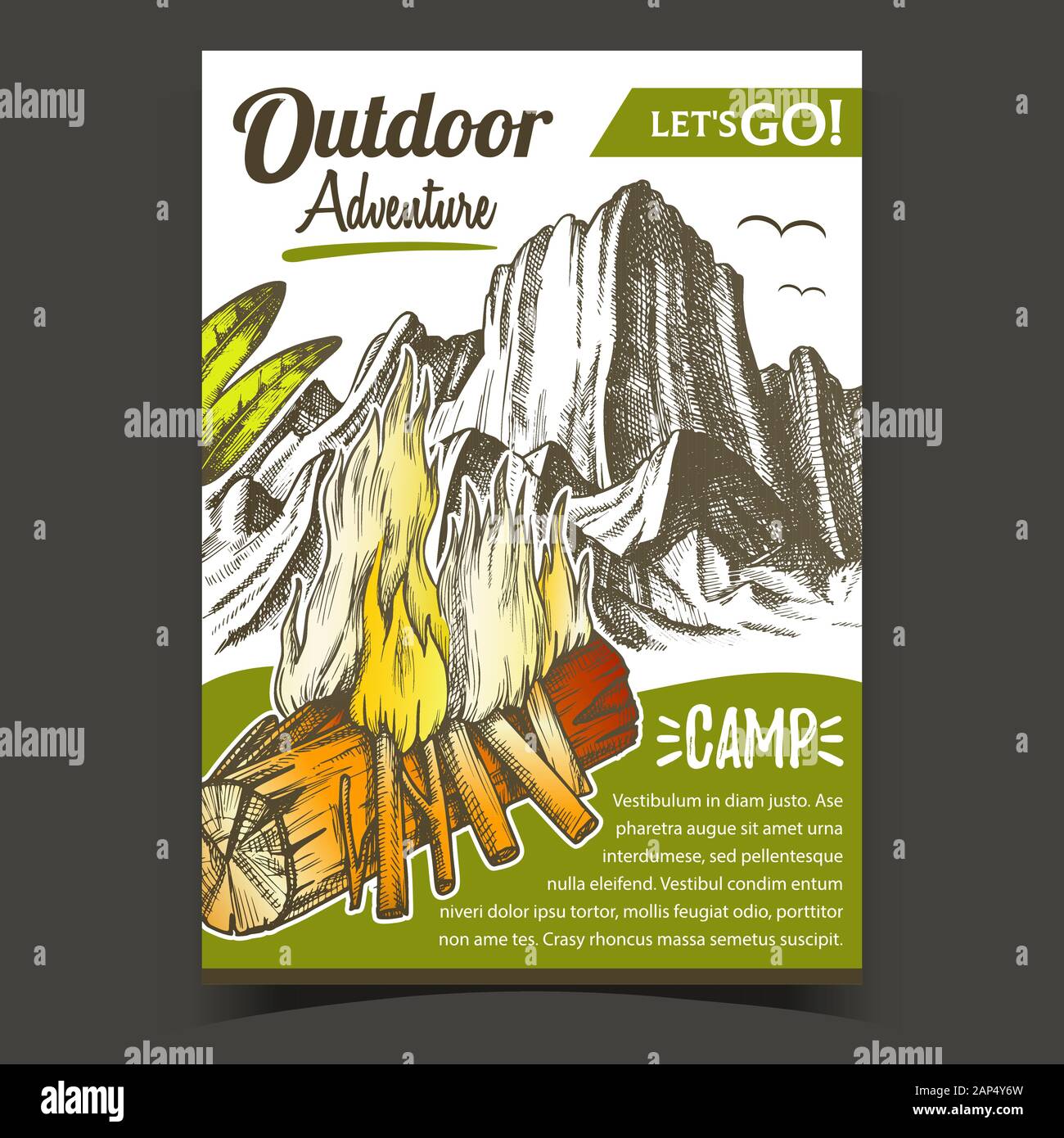Outdoor Adventure Camp Advertising Banner Vector Stock Vector Image ...