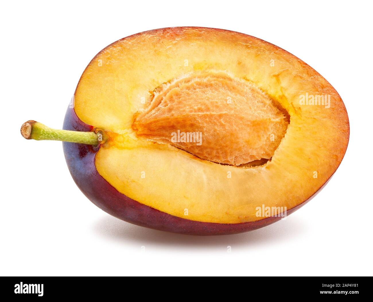 sliced plum path isolated on white Stock Photo - Alamy