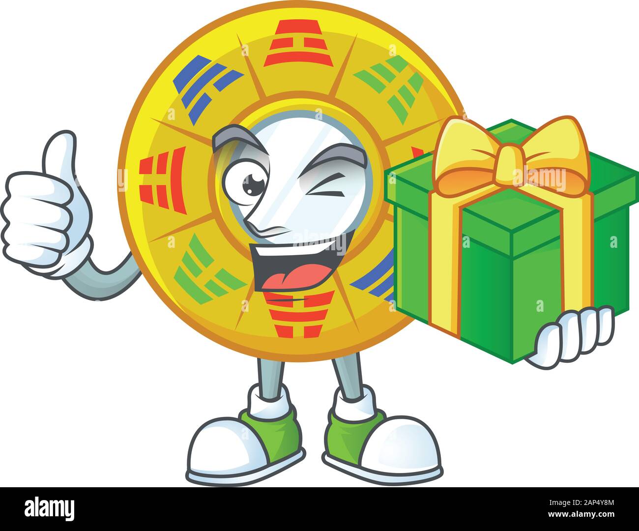 Smiley chinese circle feng shui character with gift box Stock Vector ...