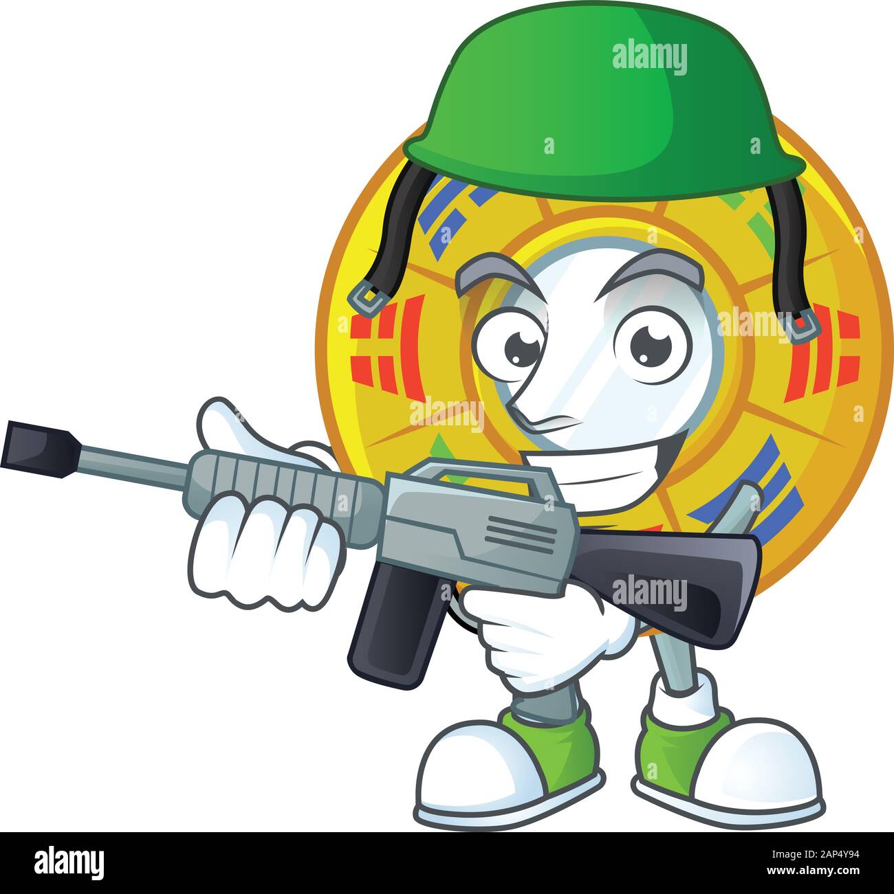 Chinese circle feng shui carton character in an Army uniform with ...