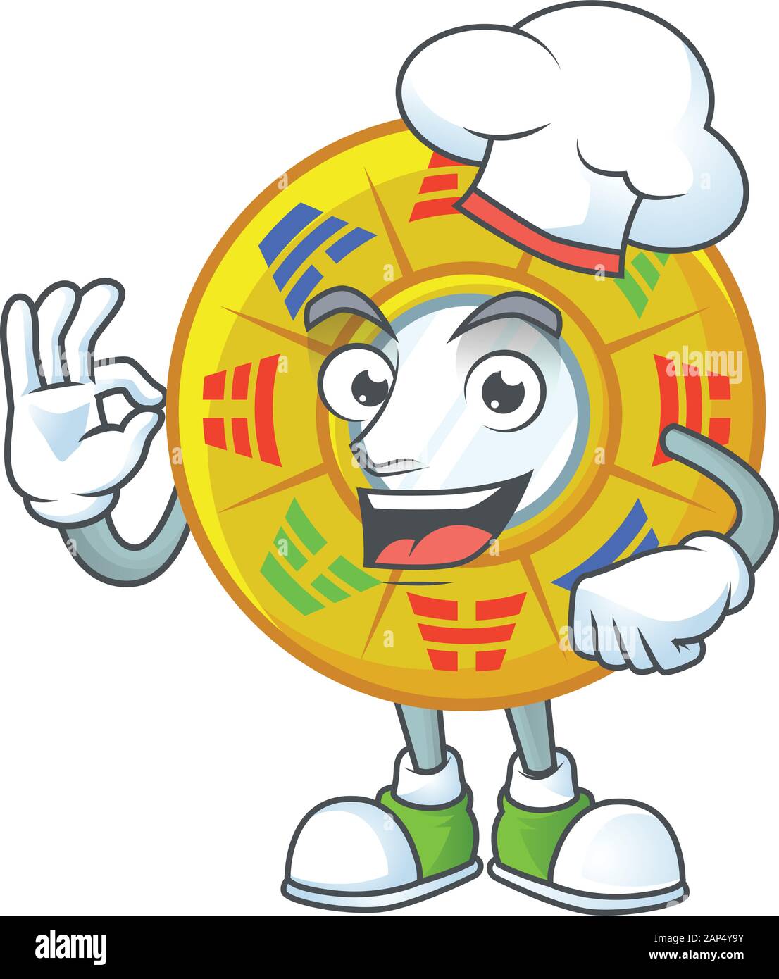 Chinese circle feng shui cartoon character wearing costume of chef and ...