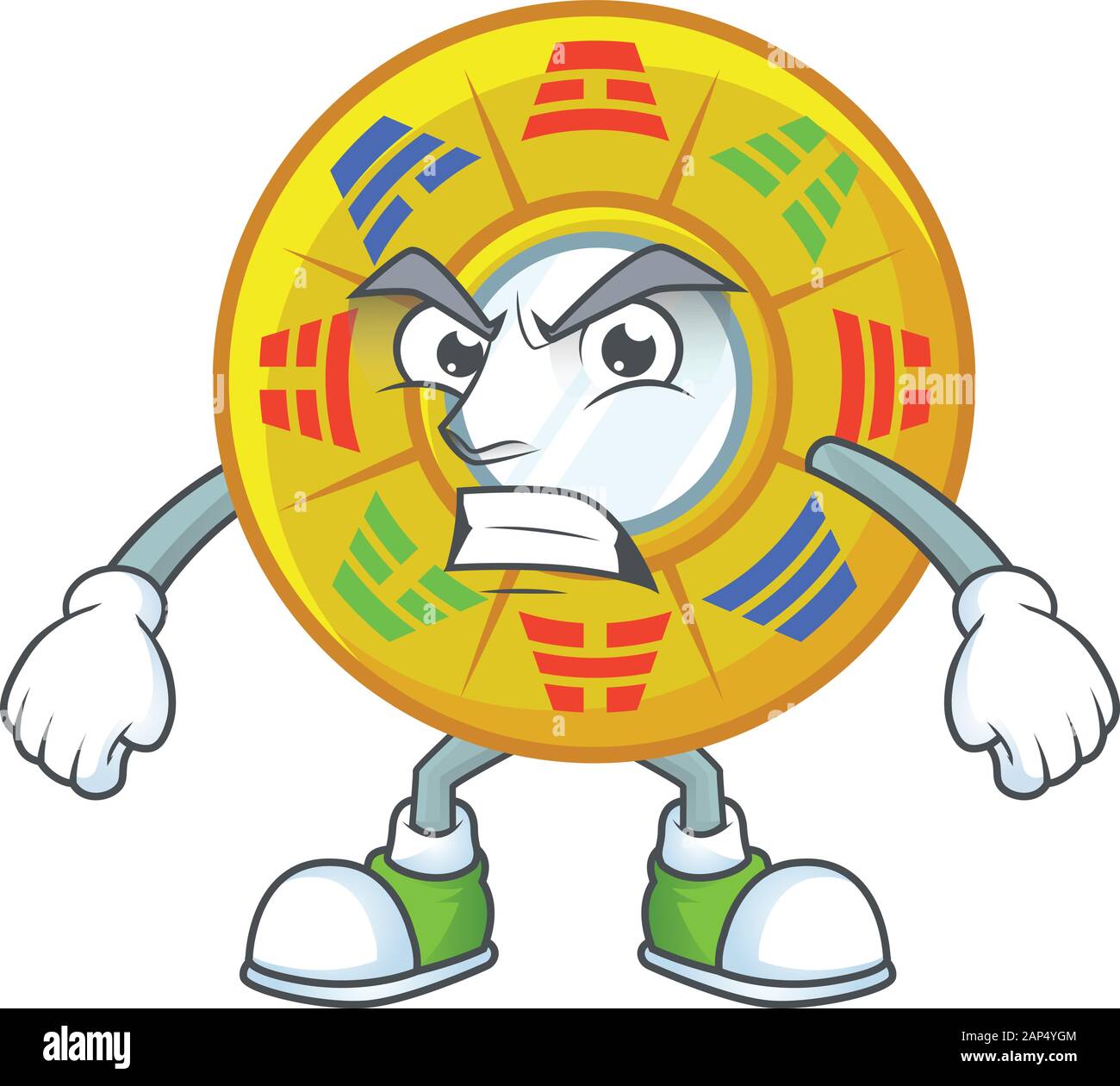 cartoon character of chinese circle feng shui with angry face Stock ...