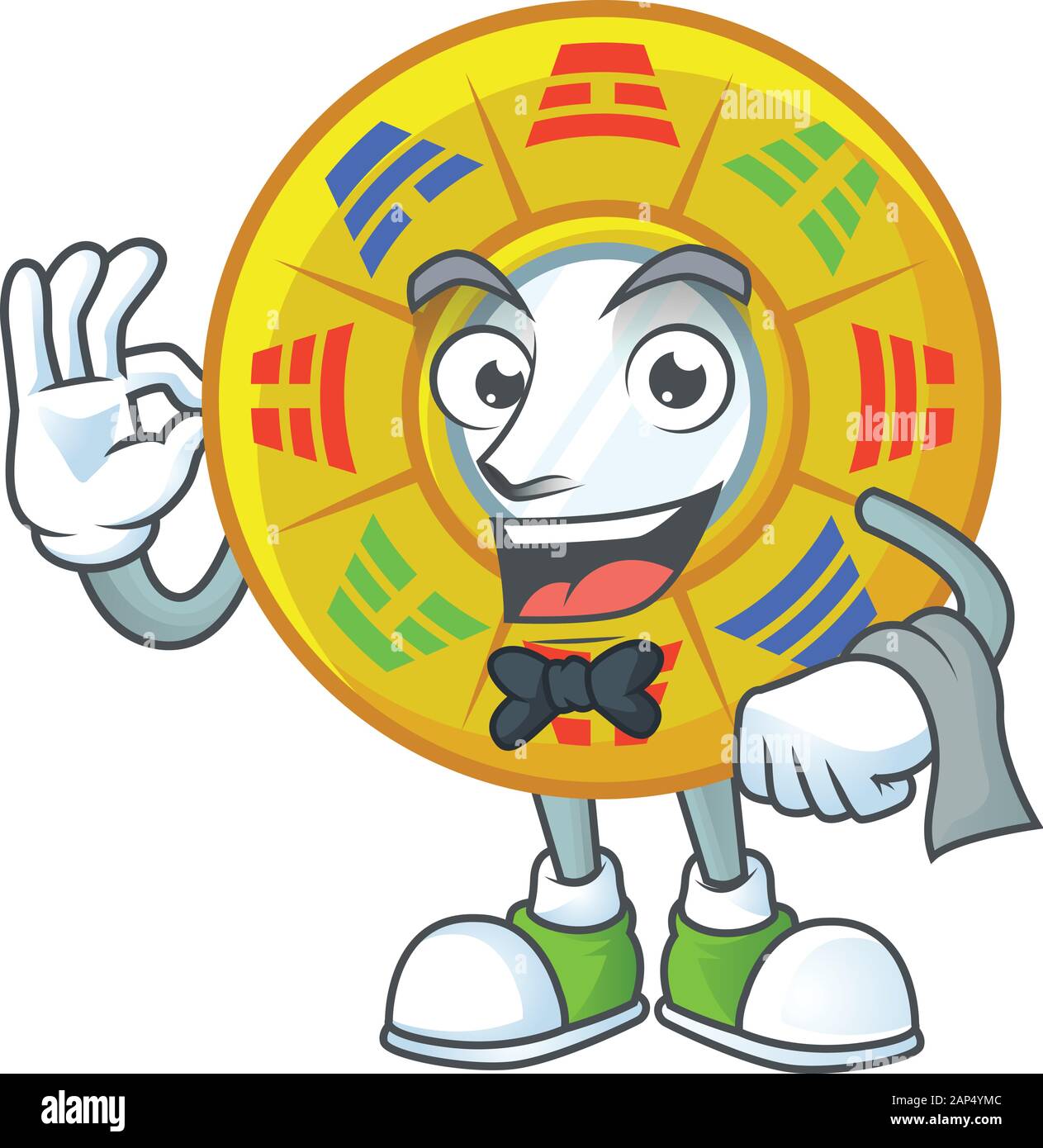 Friendly chinese circle feng shui Character stand as a Waiter character ...