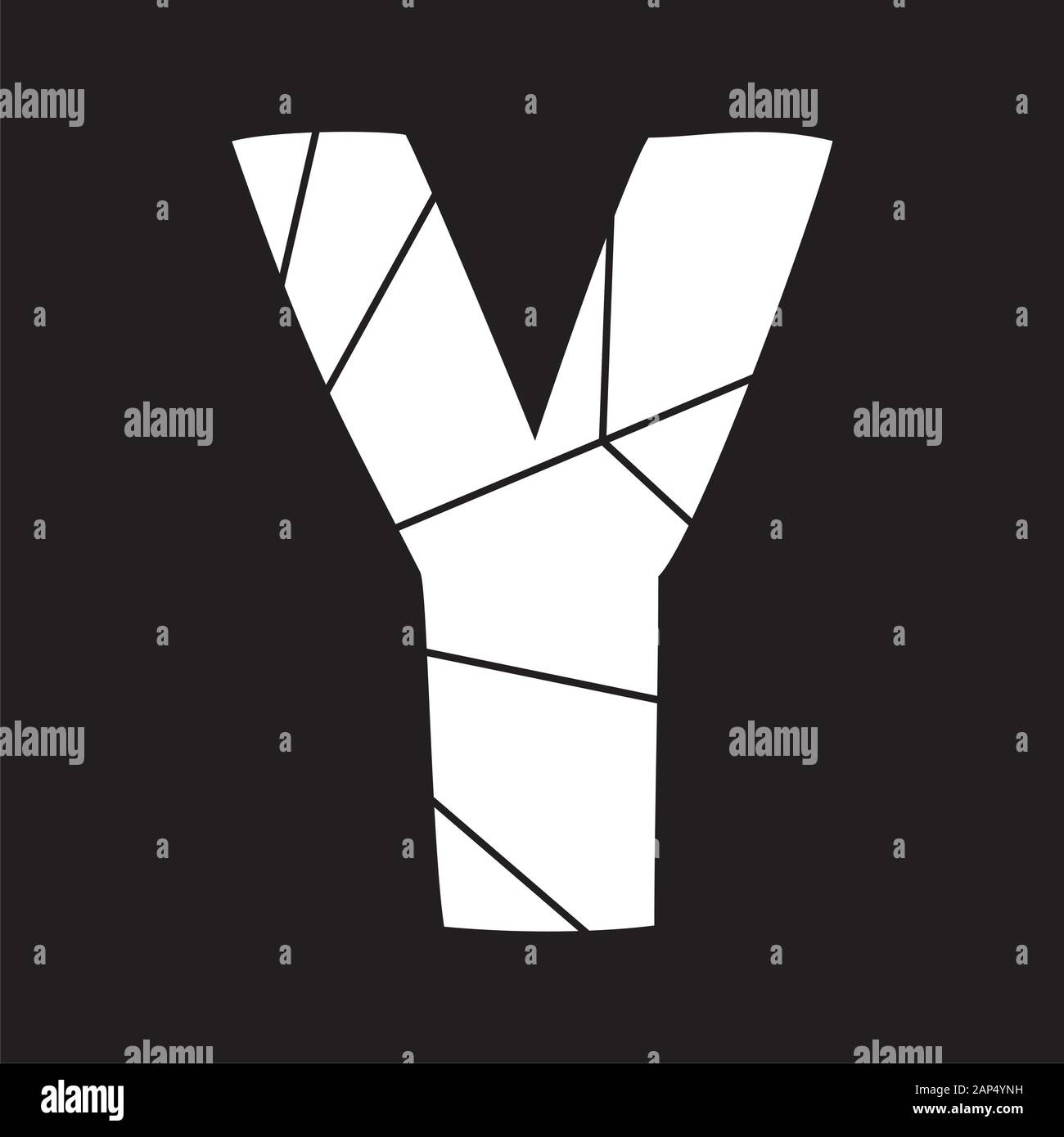 Y white vector alphabet letter isolated on black background Stock ...