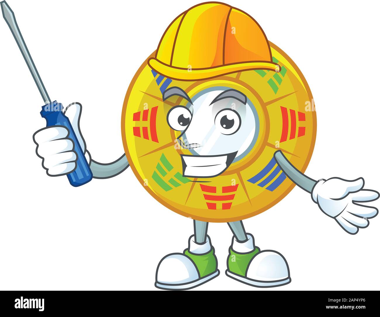 Cool automotive chinese circle feng shui in cartoon character style ...