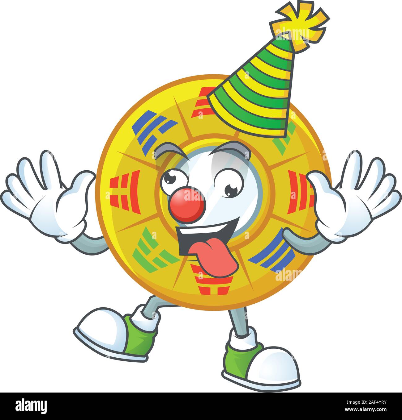 Funny Clown chinese circle feng shui cartoon character mascot design ...