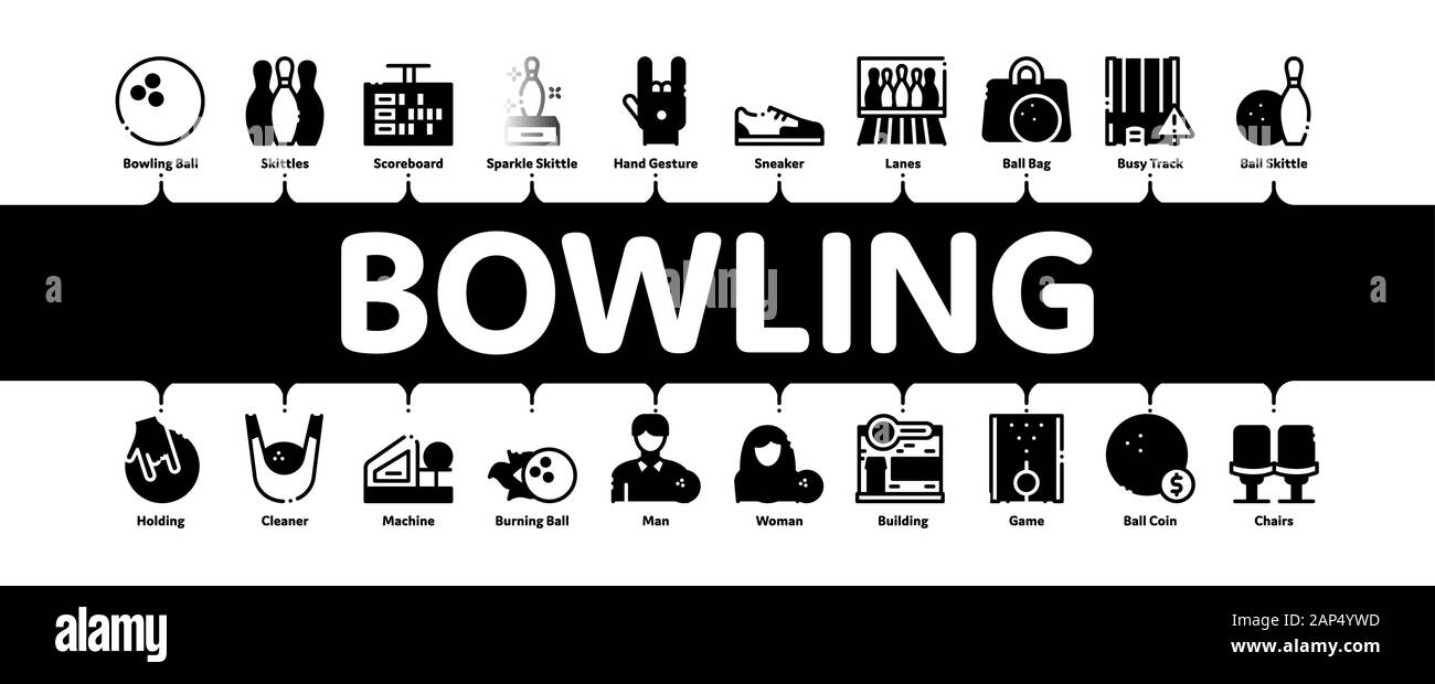 Bowling Game Tools Minimal Infographic Banner Vector Stock Vector Image ...