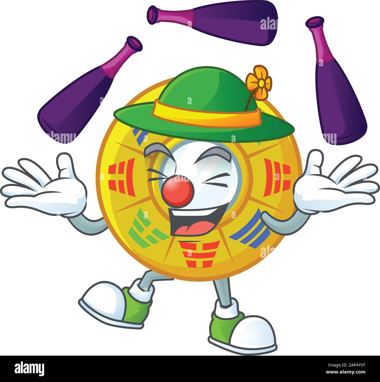 Smart chinese circle feng shui cartoon character design playing ...