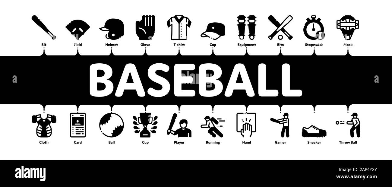 Baseball Game Tools Minimal Infographic Banner Vector Stock Vector ...