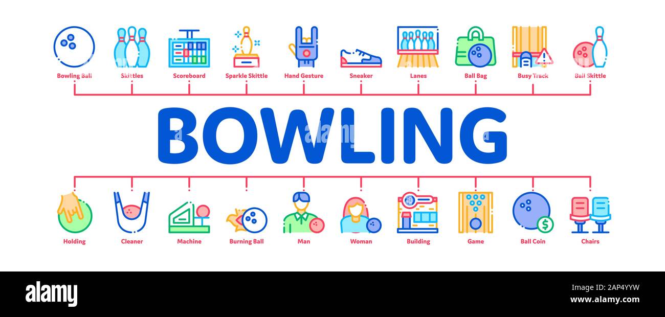 Bowling Game Tools Minimal Infographic Banner Vector Stock Vector Image ...
