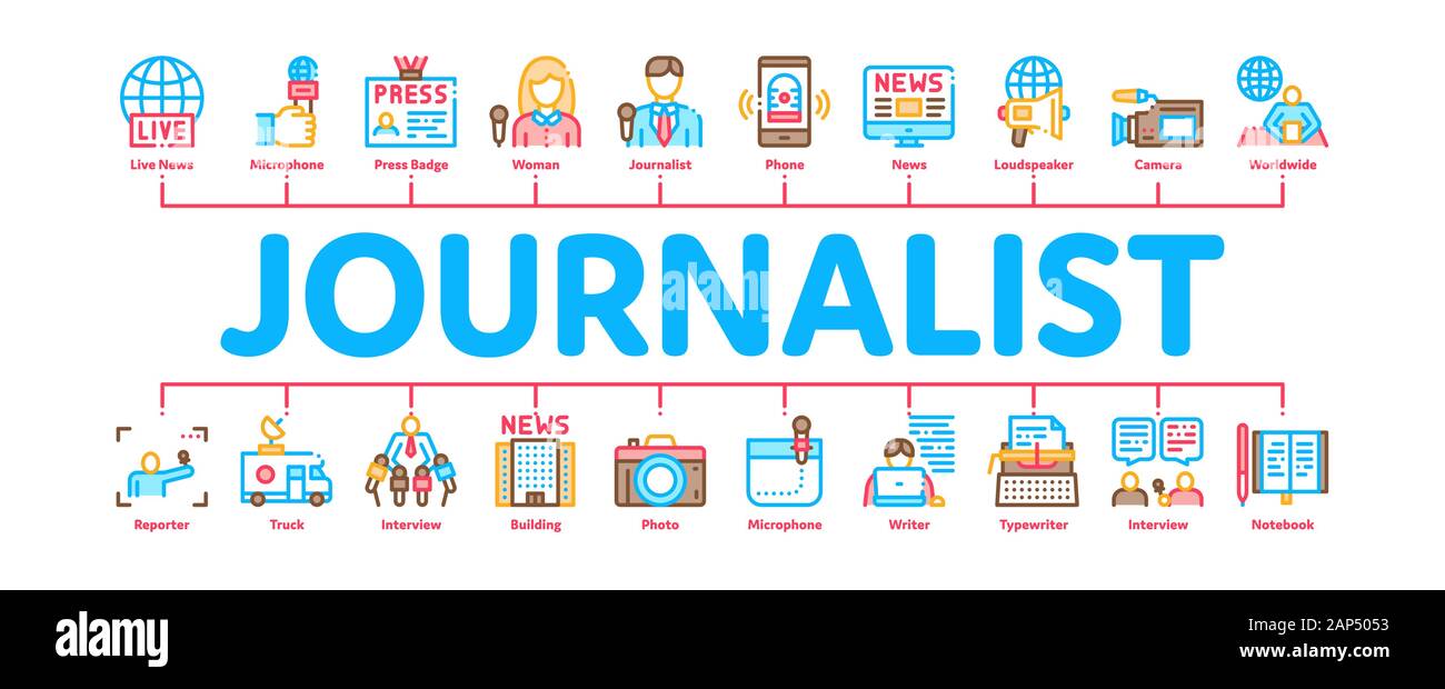 Journalist Reporter Minimal Infographic Banner Vector Stock Vector ...