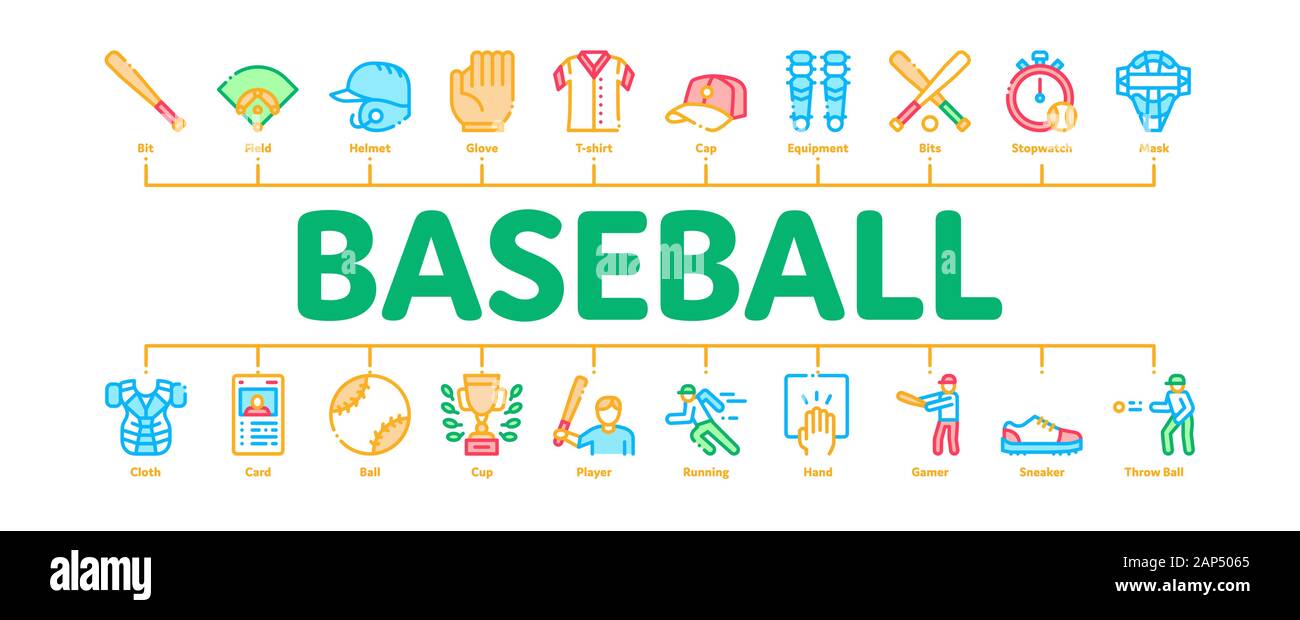 Baseball Game Tools Minimal Infographic Banner Vector Stock Vector ...