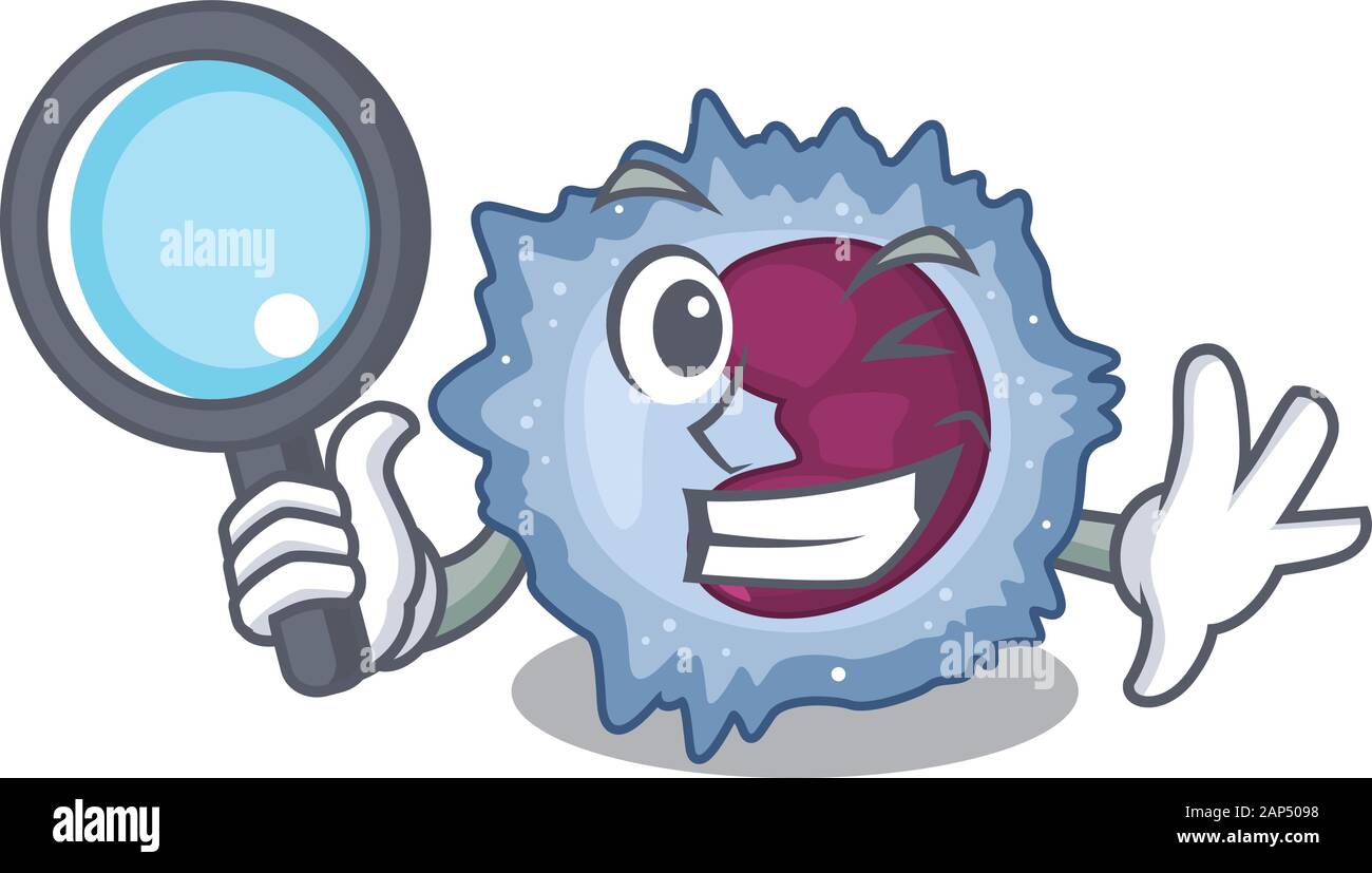 Cool and Smart monocyte cell Detective cartoon mascot style Stock ...
