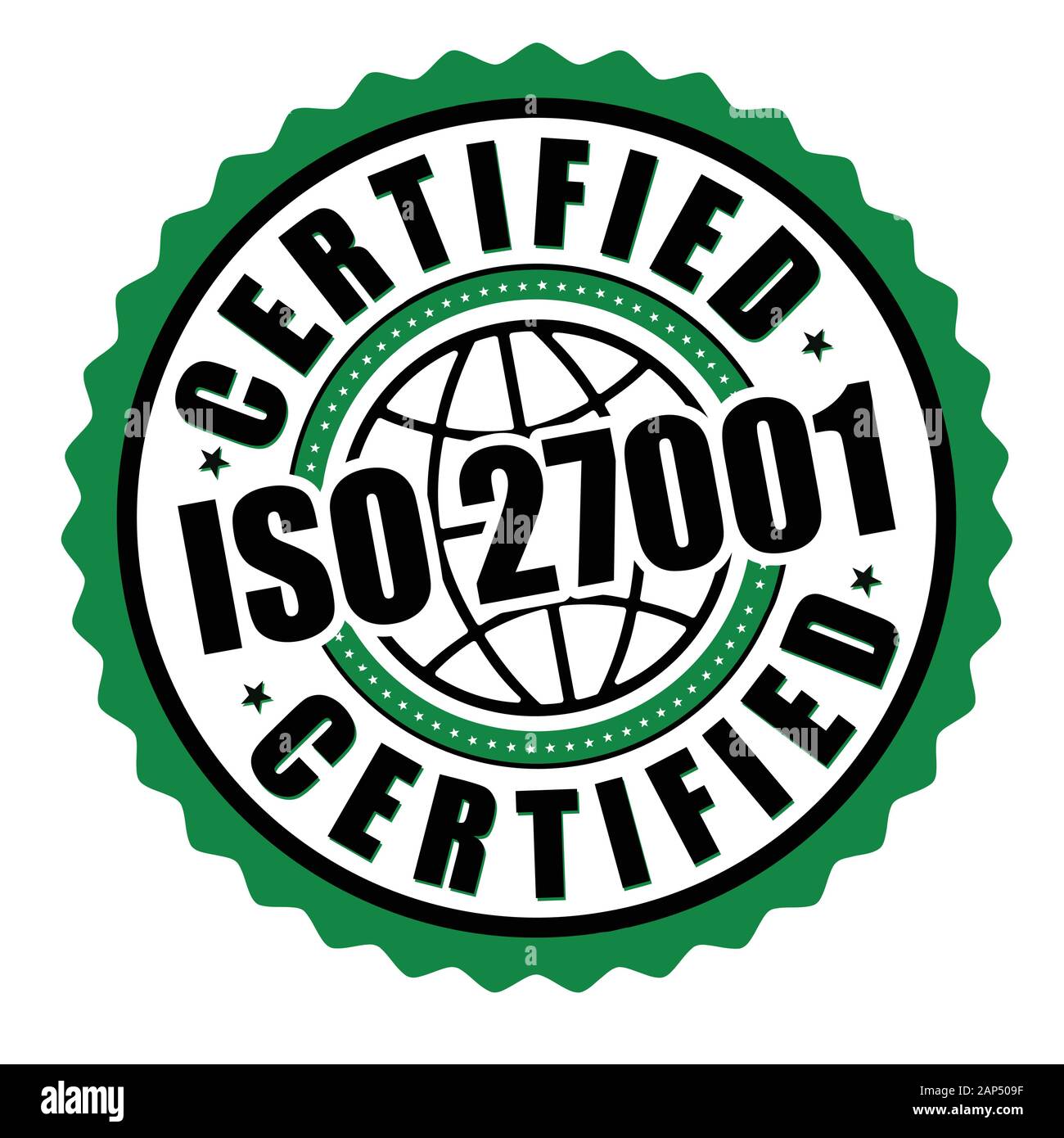 Certified ISO 27001 label or sticker on white background, vector ...