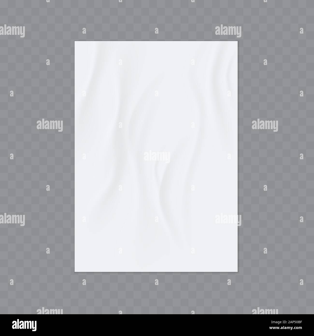 Wrinkled paper vector realistic template for poster or flyer glued to ...