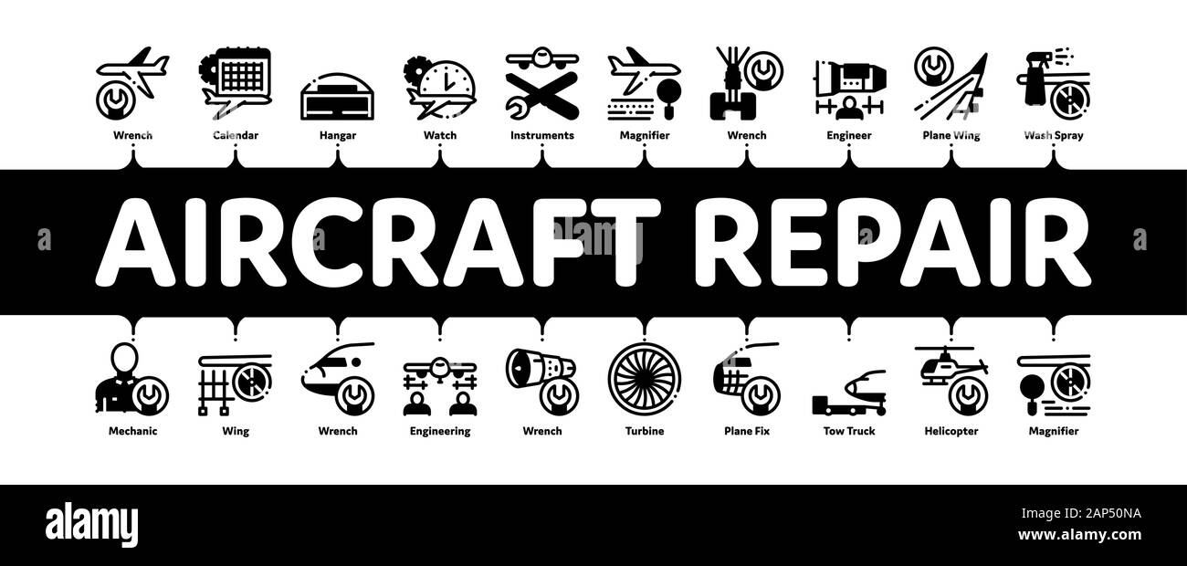 Aircraft Repair Tool Minimal Infographic Banner Vector Stock Vector ...