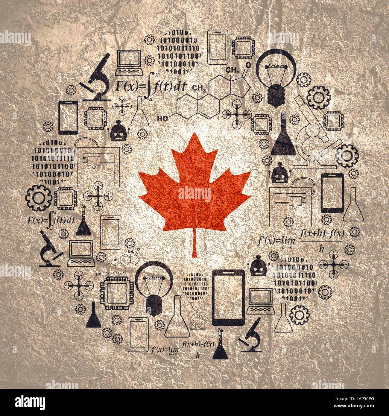 Innovation and technology concept. Circle frame with thin line icons ...