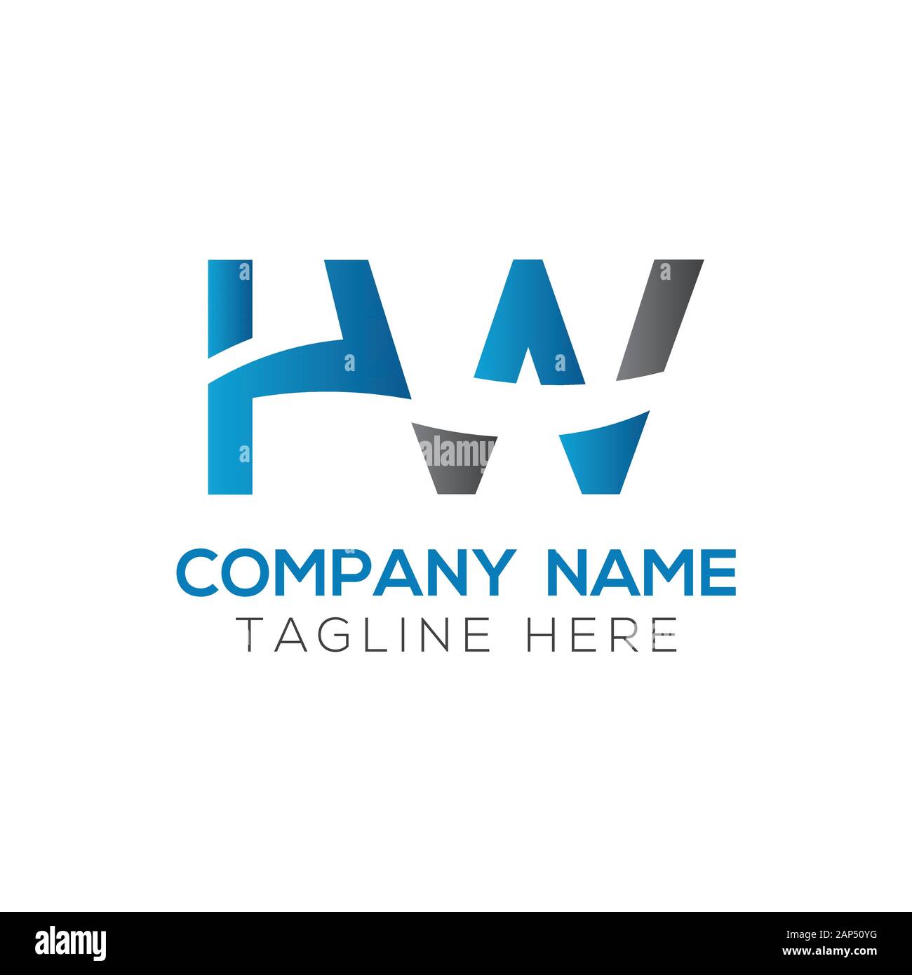 letter HW Logo Design Vector Template. Initial Linked Letter HW Vector ...