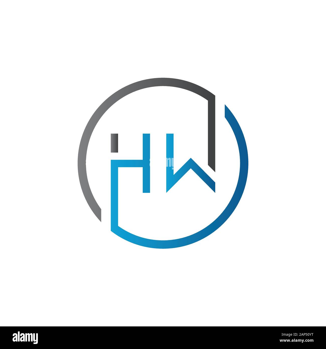 letter HW Logo Design Vector Template. Initial Linked Letter HW Vector ...