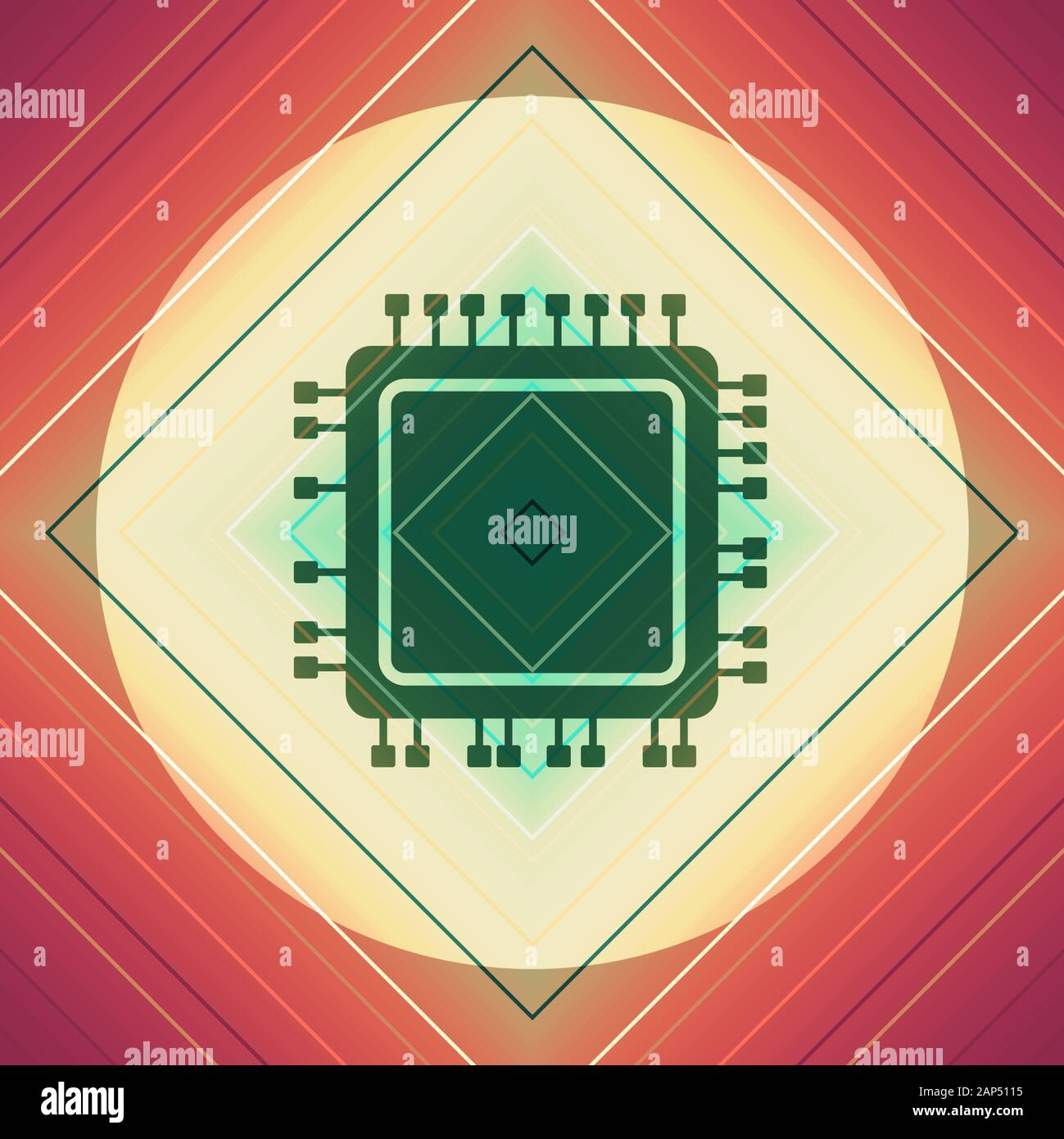 CPU Microprocessor flat style icon. Symbol on geometry pattern Stock ...