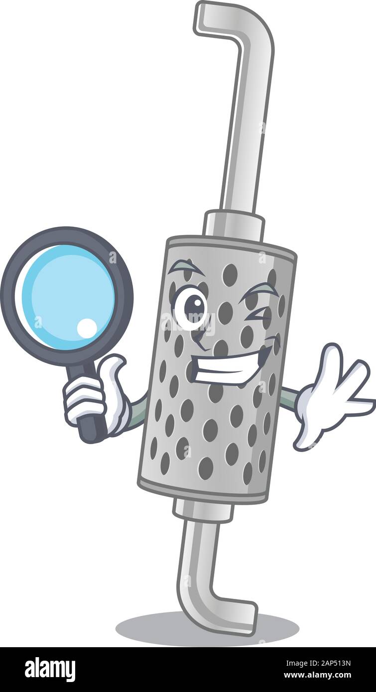 Cool and Smart exhaust pipe Detective cartoon mascot style Stock Vector ...
