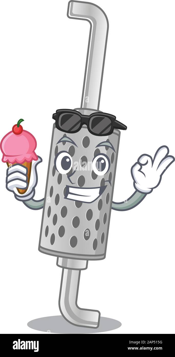 Exhaust pipe mascot cartoon design with ice cream Stock Vector Image ...