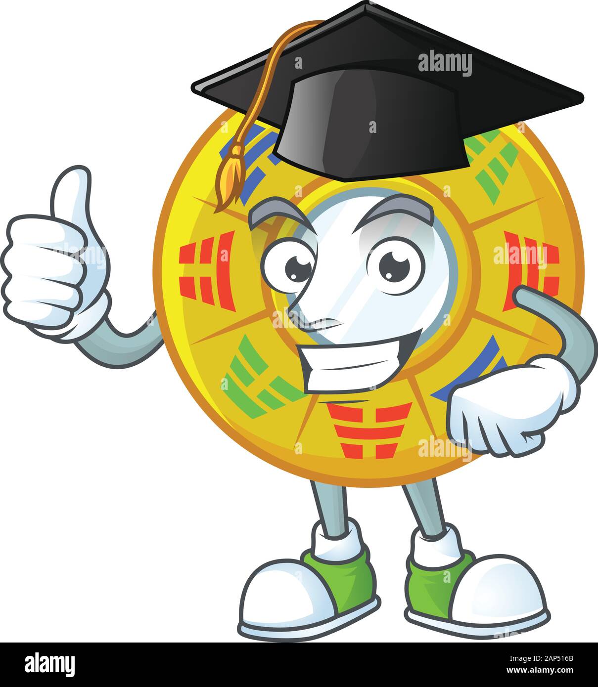 happy and proud of chinese circle feng shui wearing a black Graduation ...