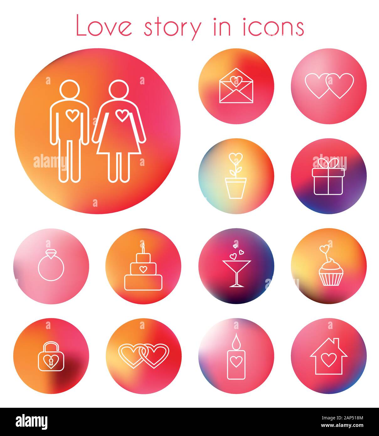 Love story in line icons Stock Vector Image & Art - Alamy
