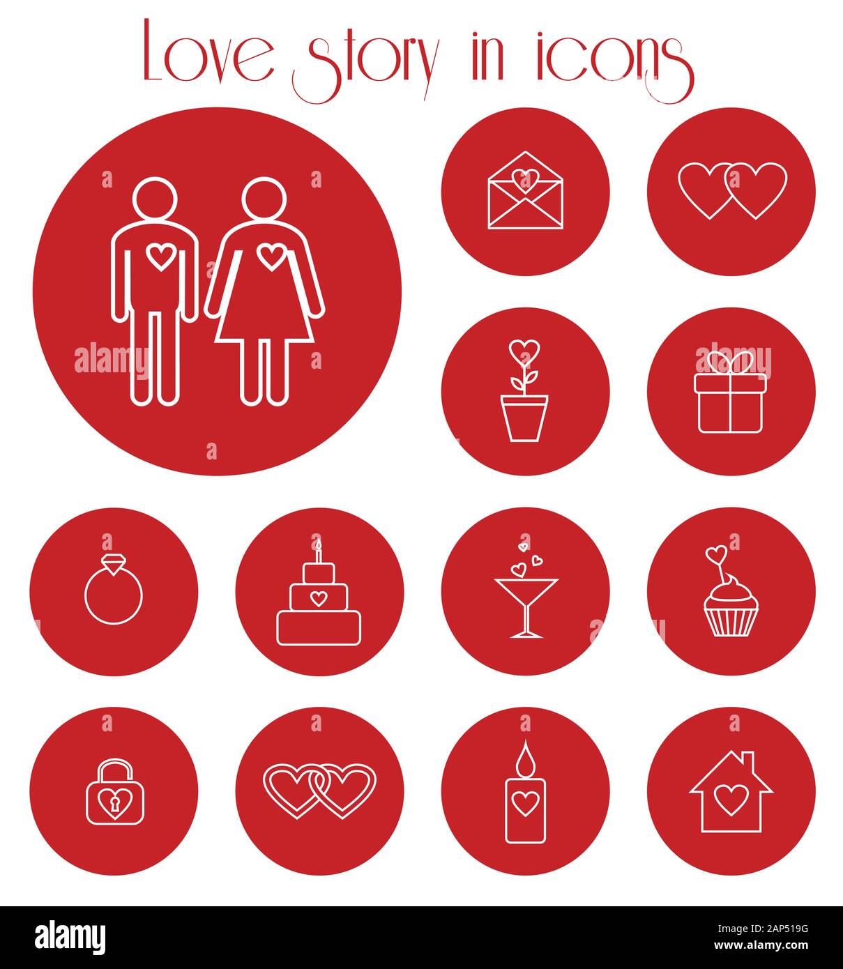 Love story in icons Stock Vector Image & Art - Alamy