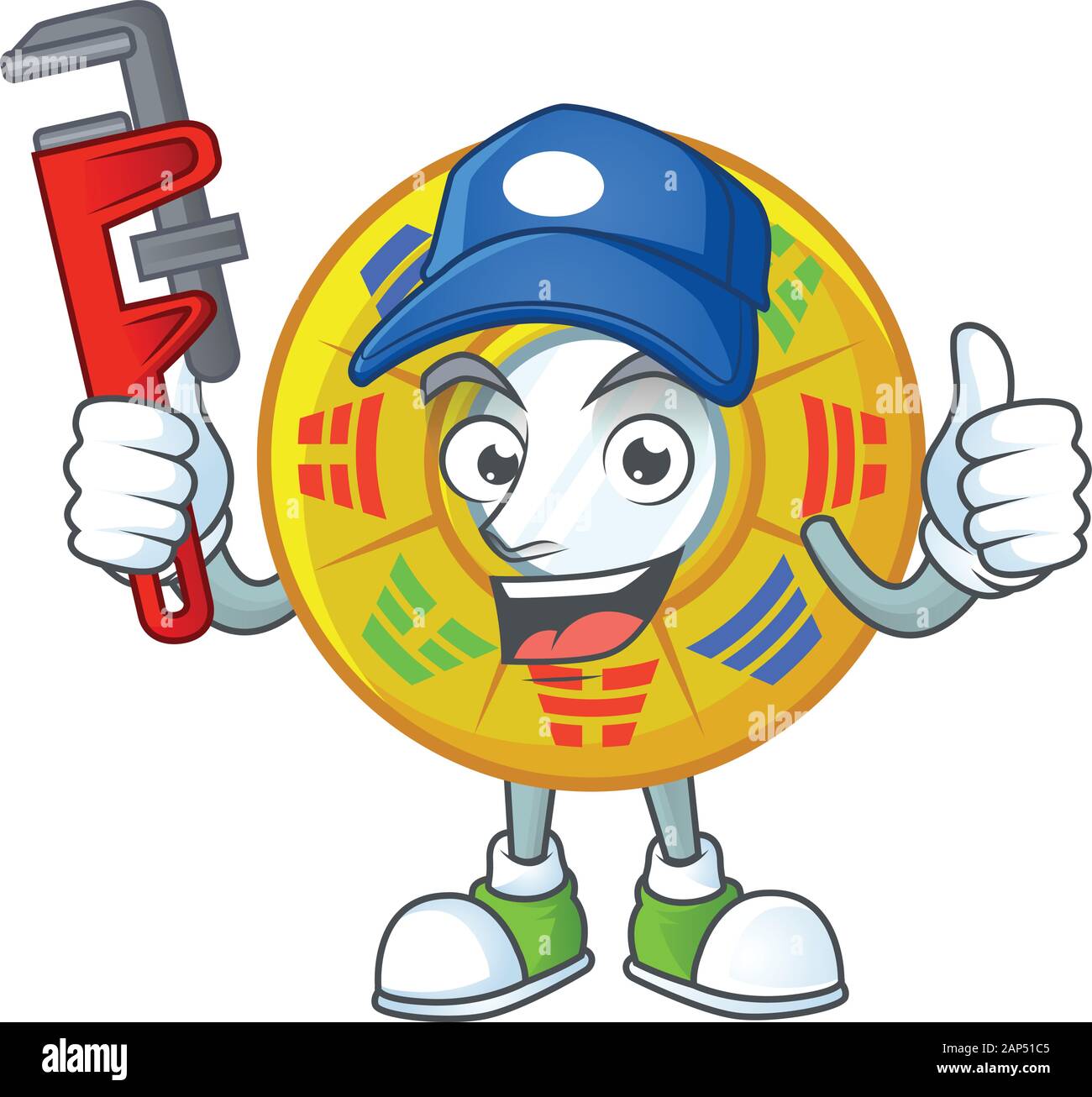 Cool Plumber chinese circle feng shui on mascot picture style Stock ...