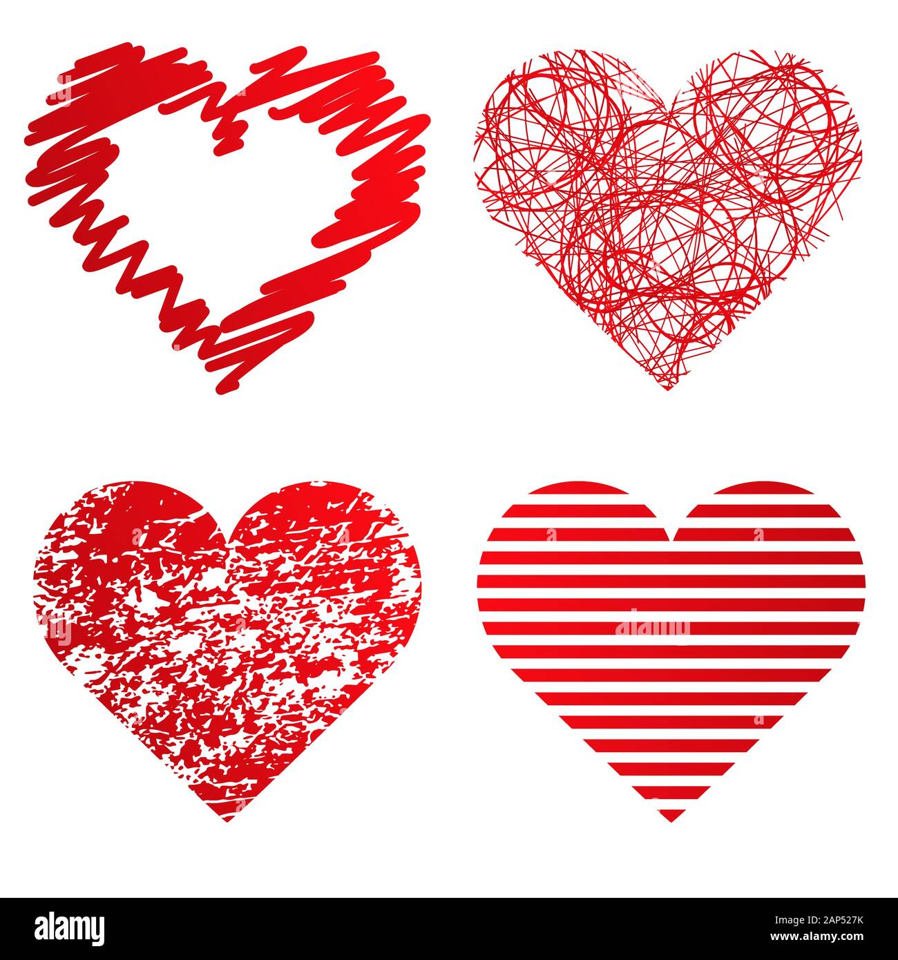 four valentine or mothers day special love hearts collection isolated ...