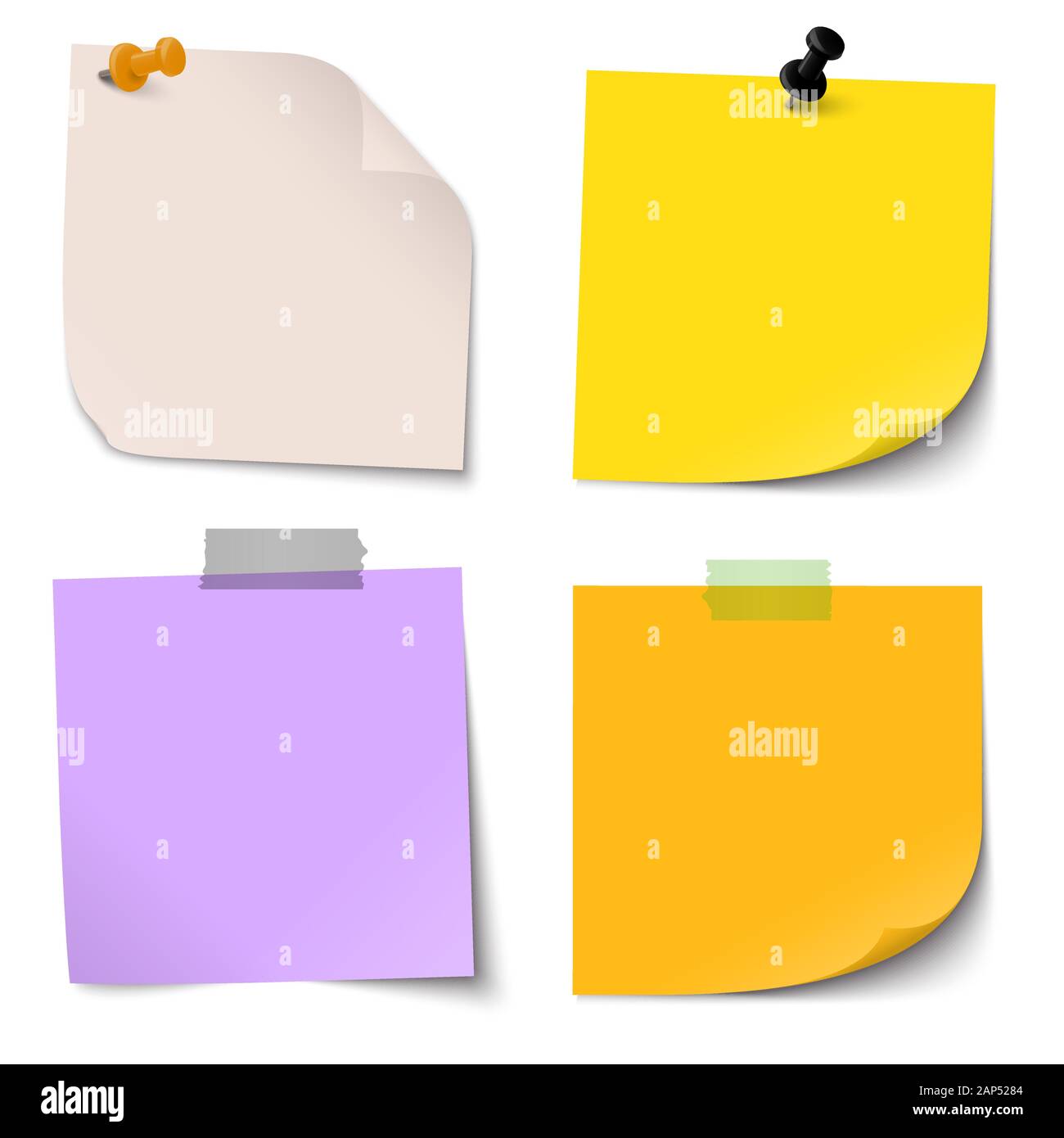 vector illustration of an collection of different sticky papers with ...