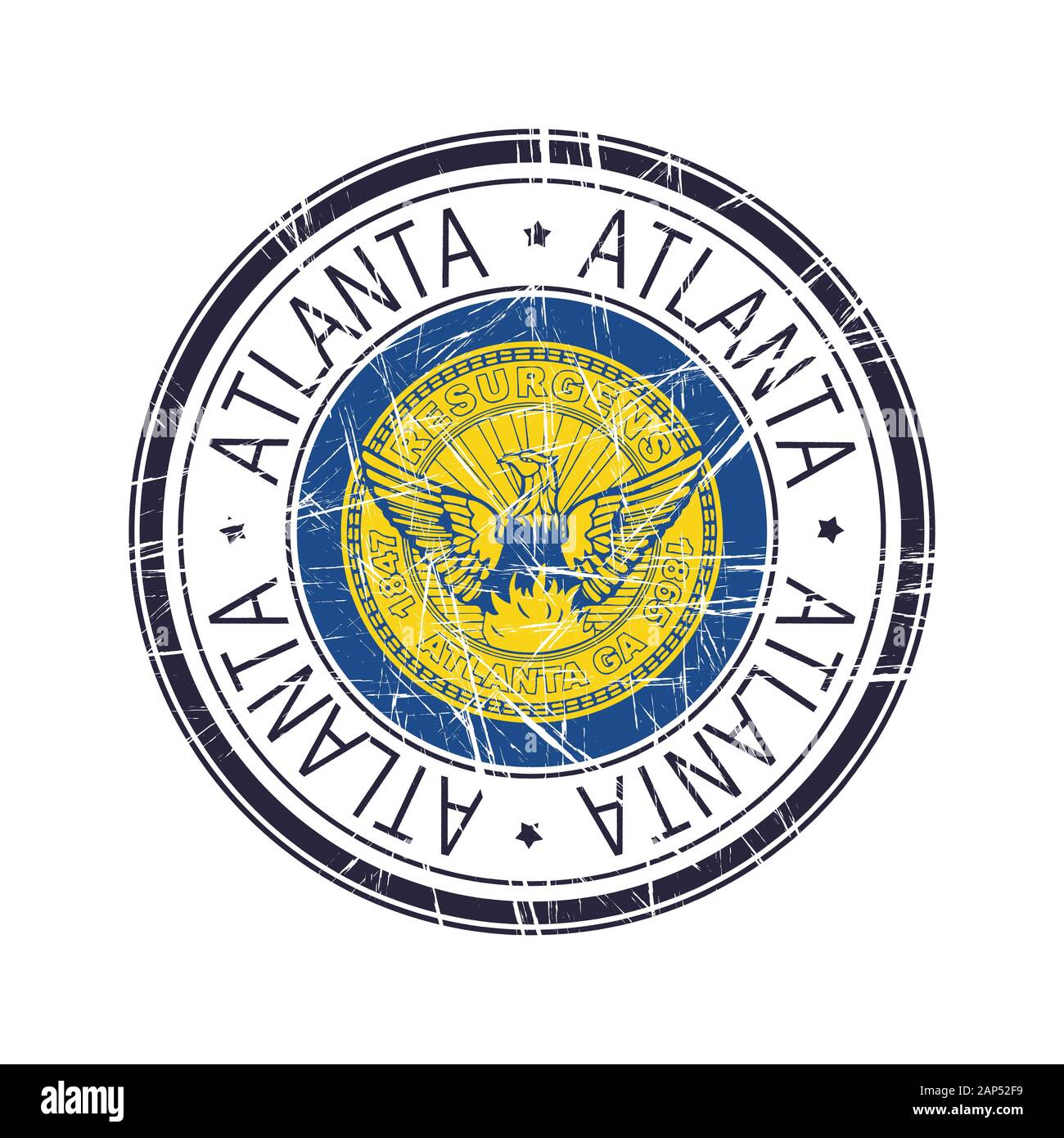 City of Atlanta postal rubber stamp, vector object over white ...