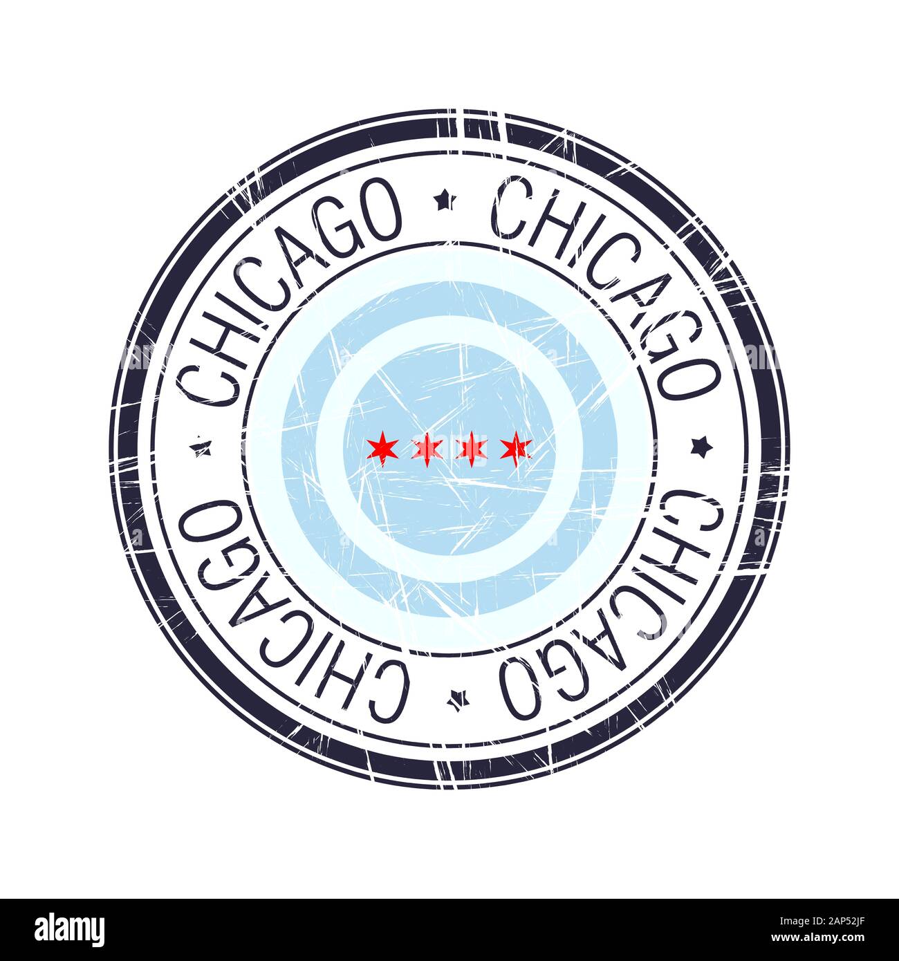 City of Chicago postal rubber stamp, vector object over white ...