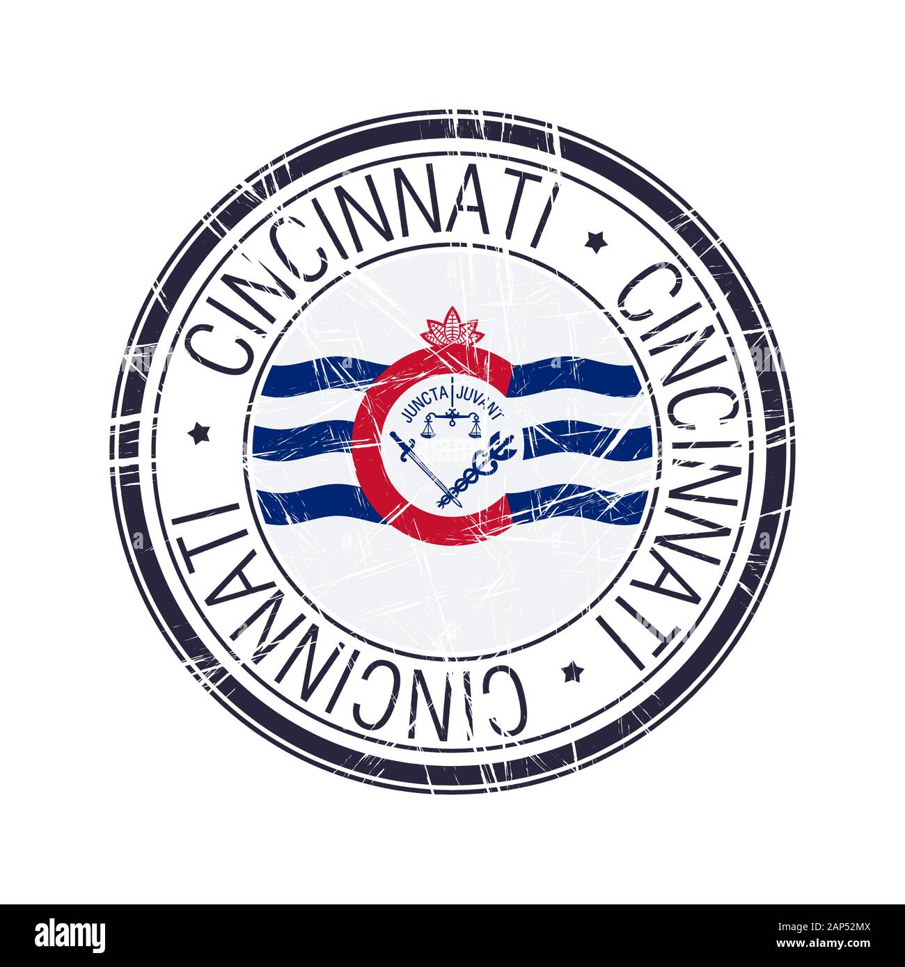City of Cincinnati postal rubber stamp, vector object over white ...