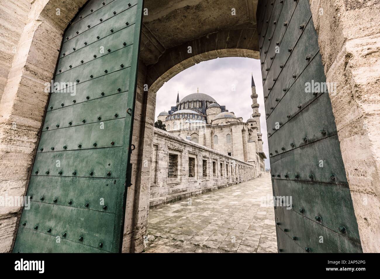 The Suleymaniye Mosque gate entrance at Istanbul, Turkey Stock Photo ...