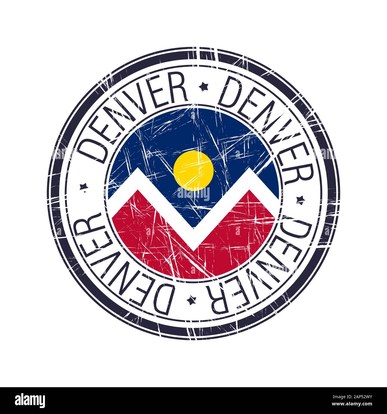 City of Denver postal rubber stamp, vector object over white background ...