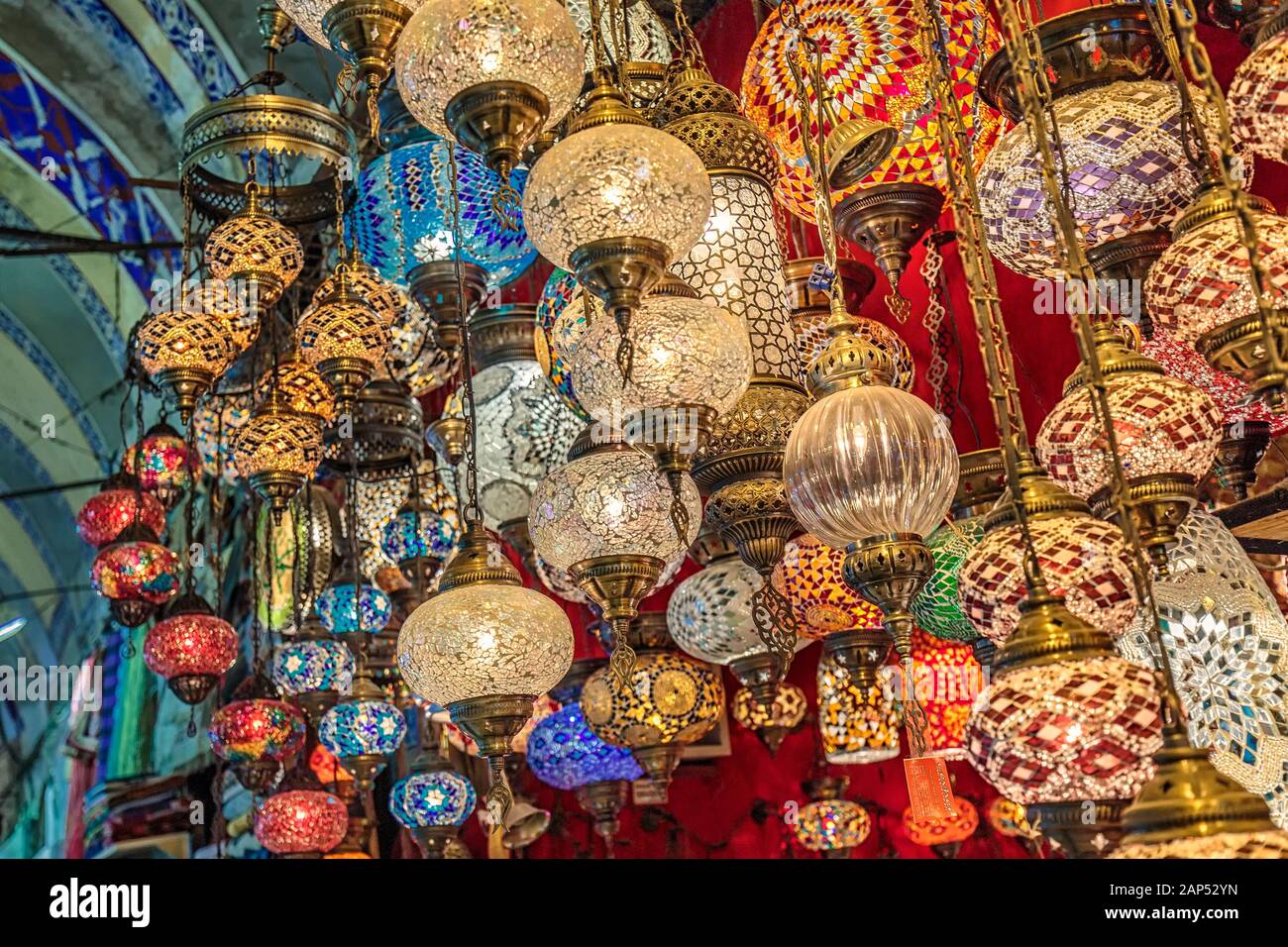 Old market with colorful lamps at Istanbul, Turkey Stock Photo - Alamy