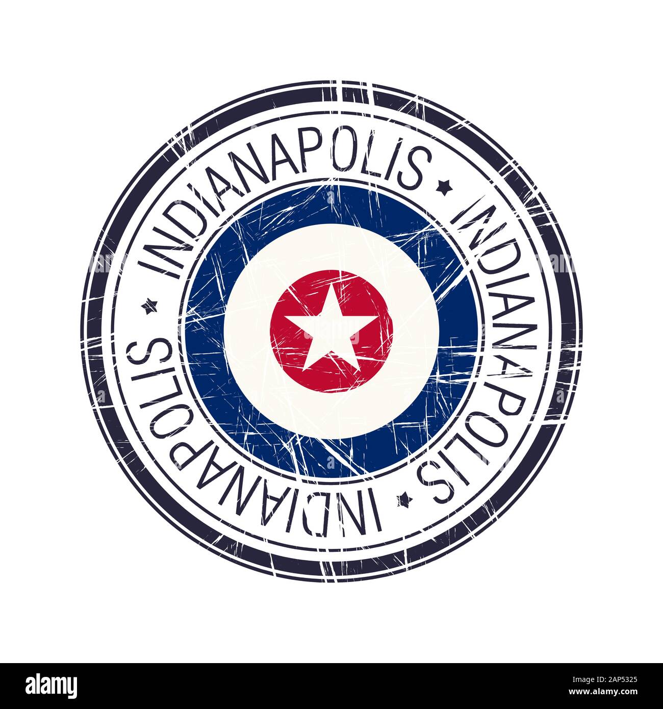 City of Indianapolis postal rubber stamp, vector object over white ...
