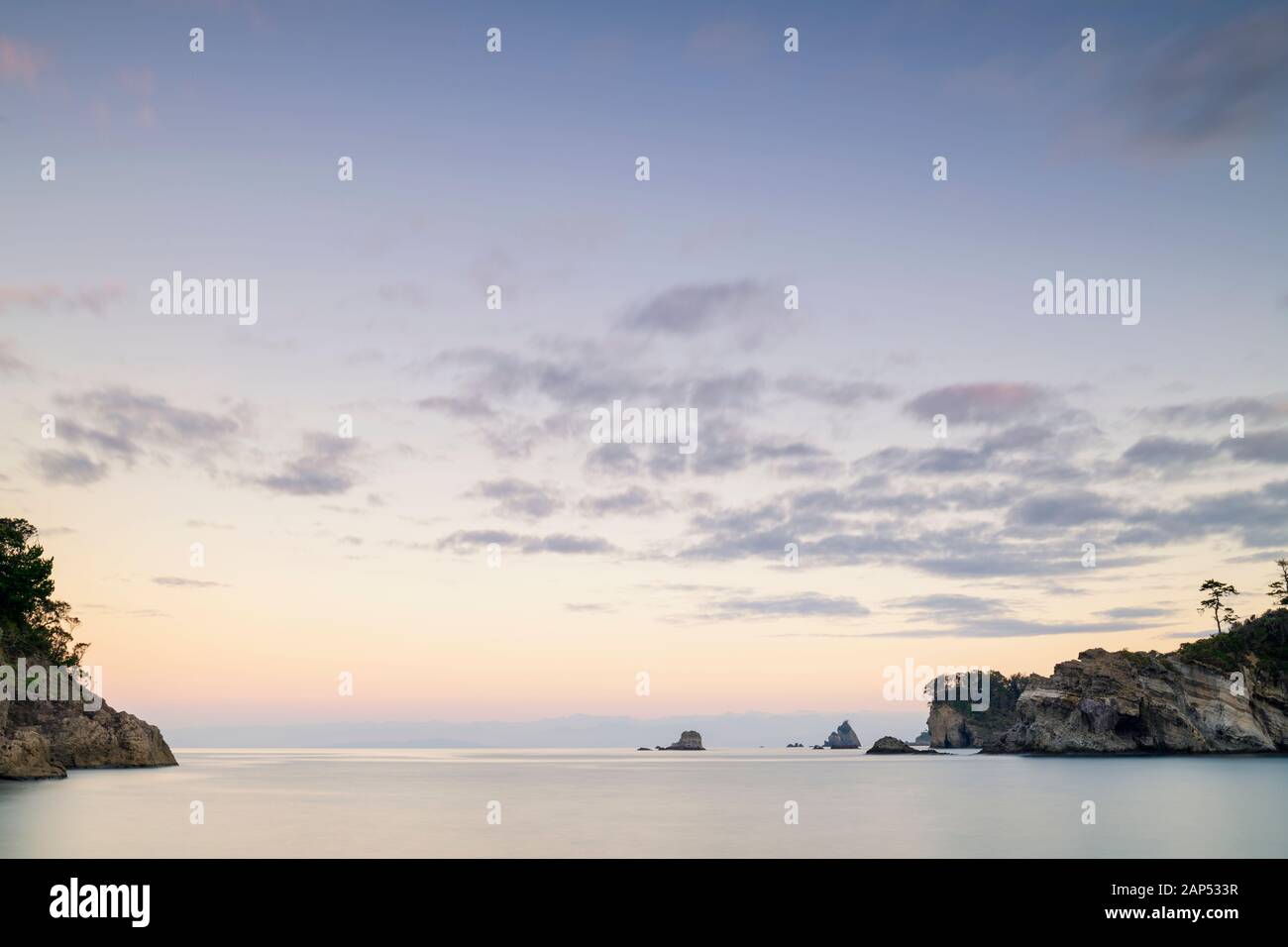 Morning view of the sea at Futou coast in Izu peninsula, Shizuoka ...