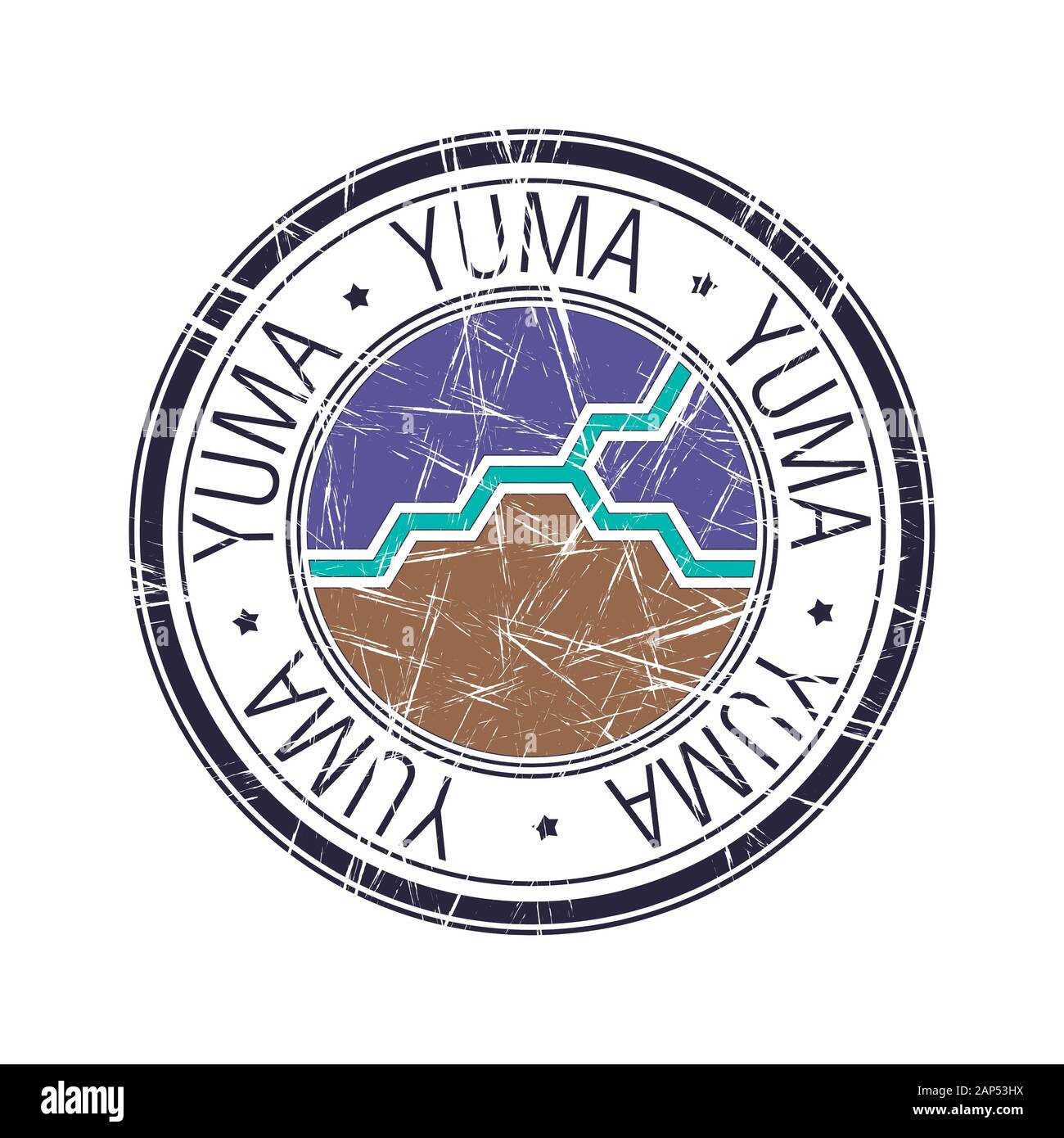 City of Yuma, Arizona postal rubber stamp, vector object over white ...